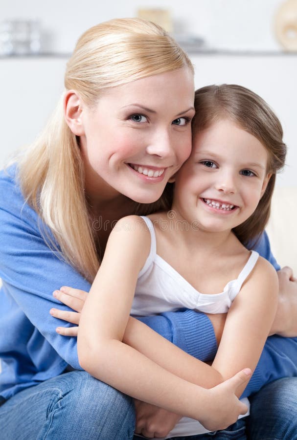 Smiley Mother with Daughter Stock Image - Image of fondness, female ...