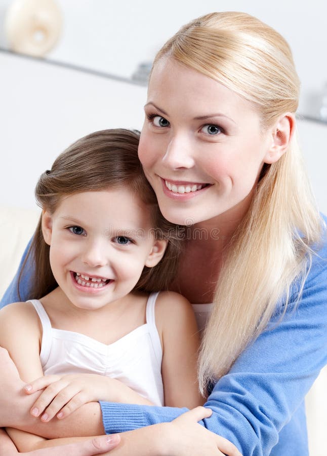 Smiley Mother with Daughter Stock Image - Image of fondness, female ...