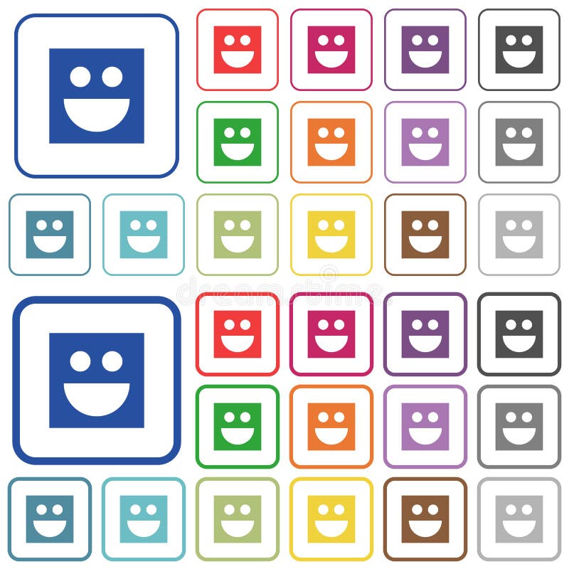 Smiley Outlined Flat Color Icons Stock Vector - Illustration of flat ...