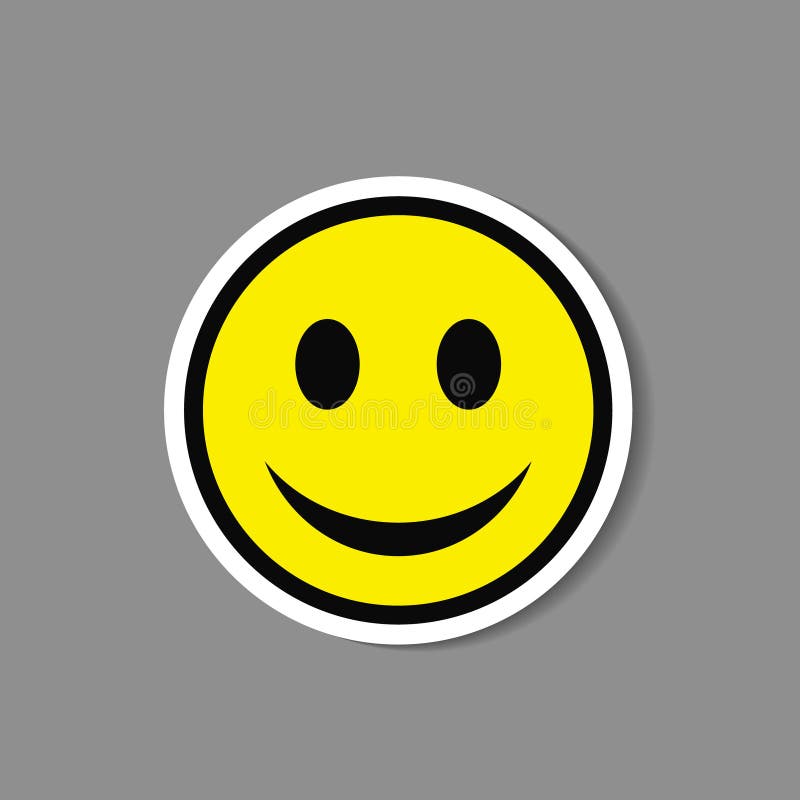 Smiley Paper Sticker. Vector Happy Face Emoticon Label Editorial Stock ...