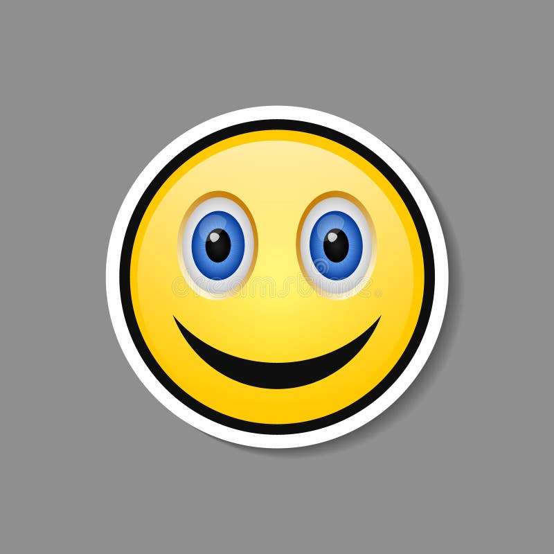 Smiley Paper Sticker. Vector Happy Face Emoticon Label Stock Vector ...