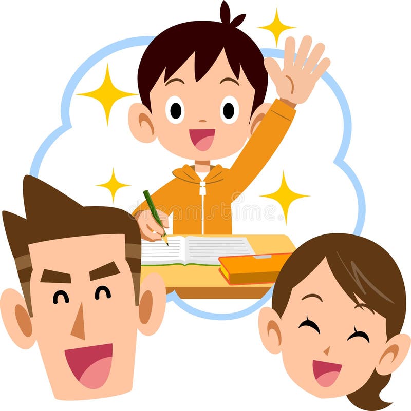 Smiley Parents and Boy with Excellent Grades Stock Vector ...