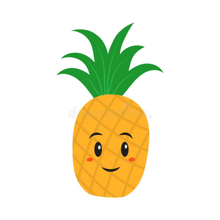 Smiley Pineapple Cartoon on White Stock Illustration - Illustration of ...