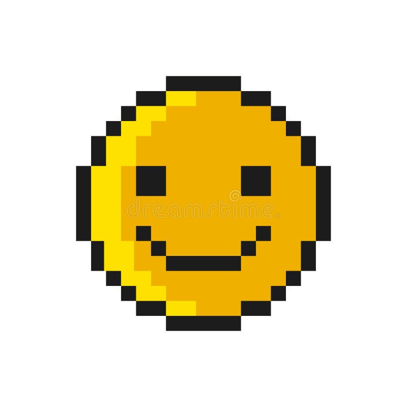 Smiley Pixel Art Style on White Background. Vector Stock Vector ...