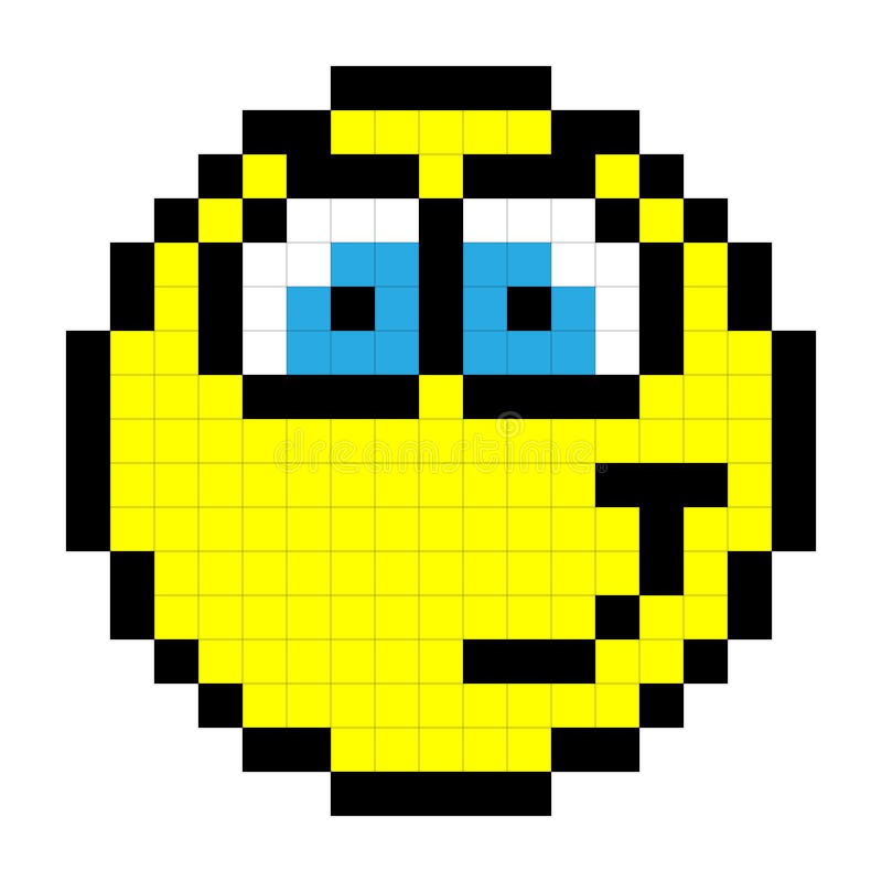 Smiley Pixel Art Style on White Background. Vector Stock Vector ...