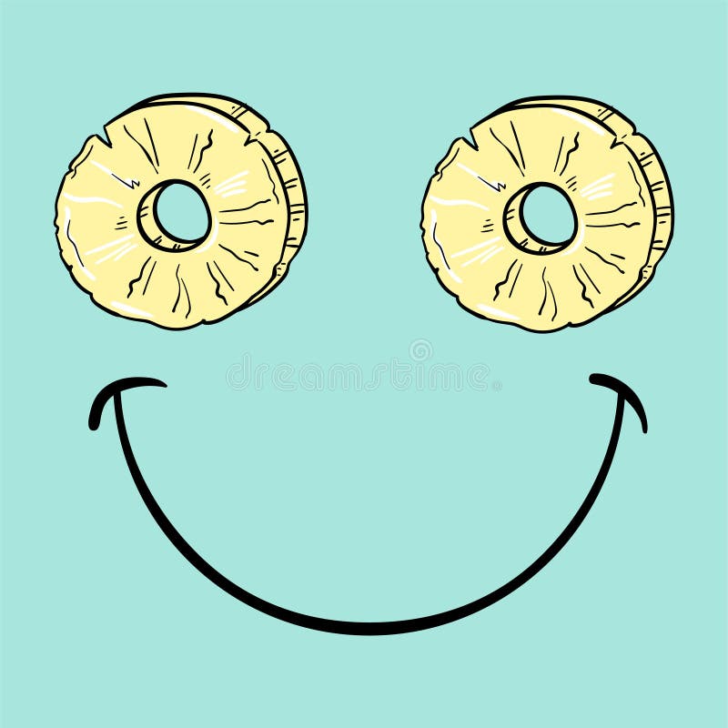 Smiley Positivo Com Fatia De Abacaxi Ilustração do Vetor - Ilustração ...