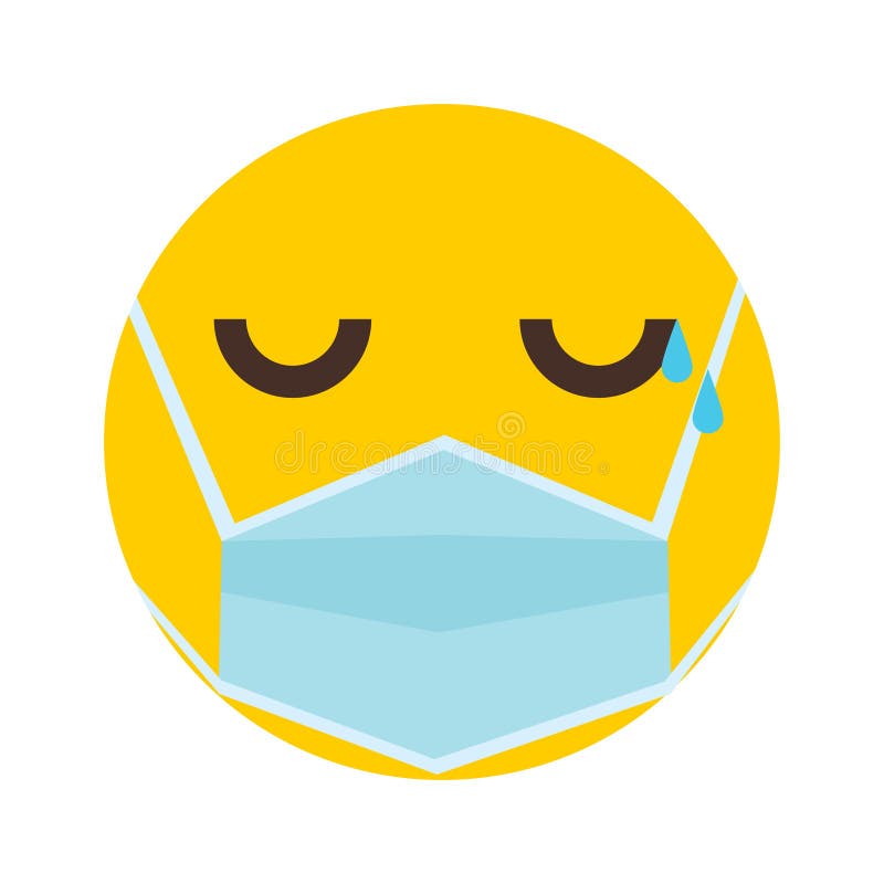 Smiley in a Protective Mask. Smile Sad and Crying in a Protective Mask ...