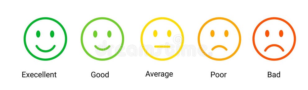Smiley Rating Icon Set. Emojis Flat Style Stock Vector - Illustration ...