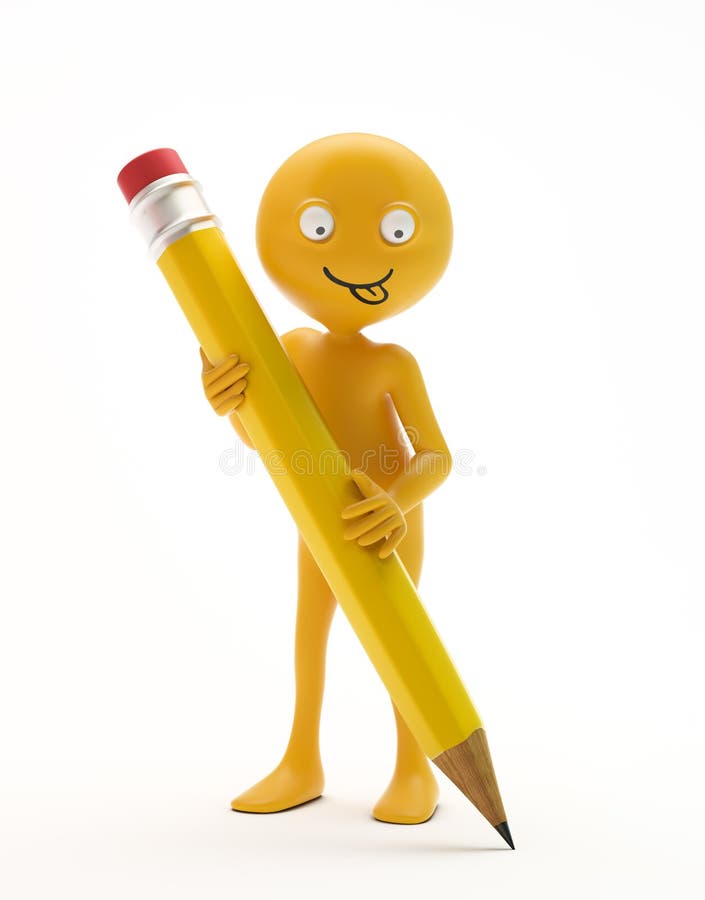 Smiley retenant un crayon illustration stock. Illustration du crayon ...