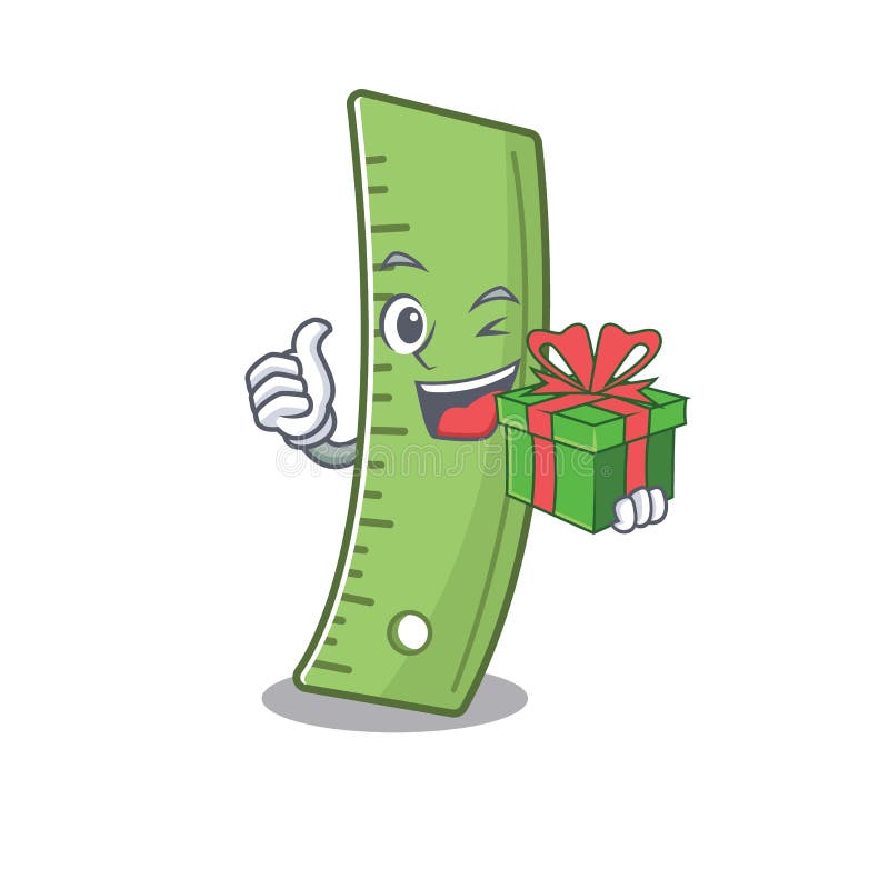 Smiley Ruler Character with Gift in Box Stock Vector - Illustration of ...