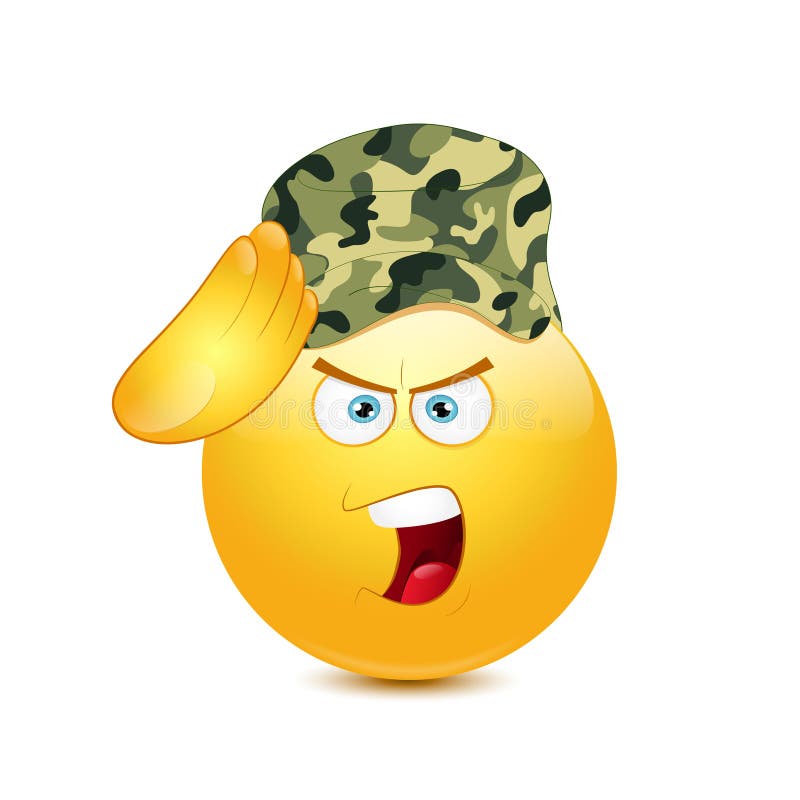 Solider D'armée D'Emoji D'isolement Sur Le Fond Blanc, Béret De Port D ...