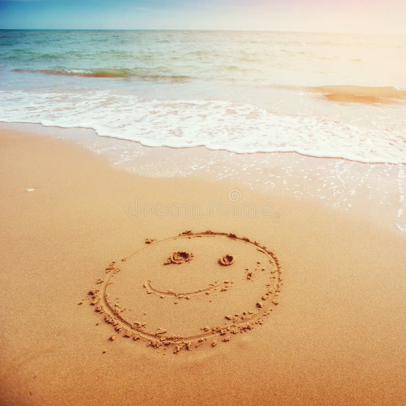 Smiley Sand Face stock photo. Image of vacation, grains - 33750412