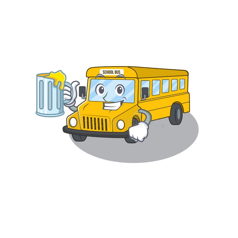 Smiley School Bus Mascot Design with a Big Glass Stock Vector ...