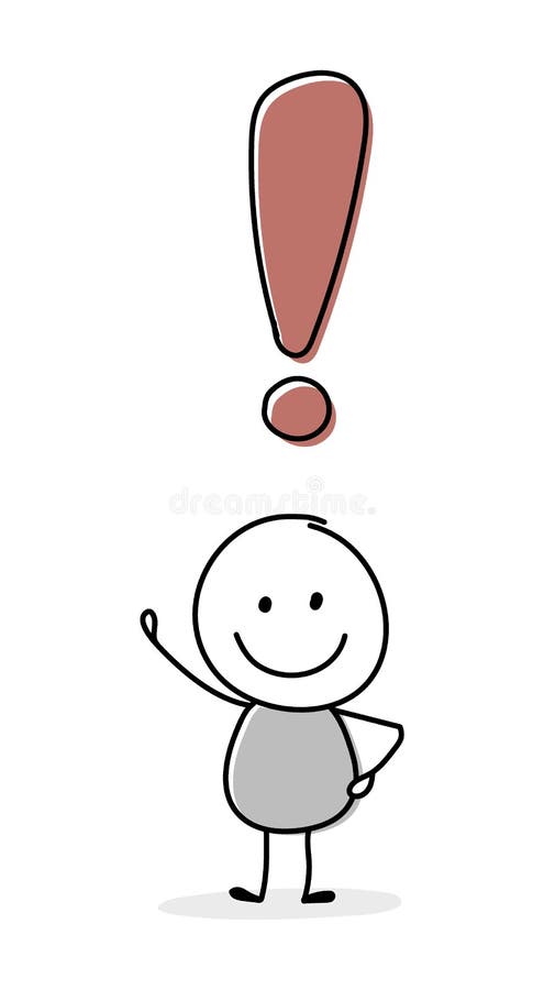 Smiley Stickman with Exclamation Mark Symbol. Vector Stock Vector ...