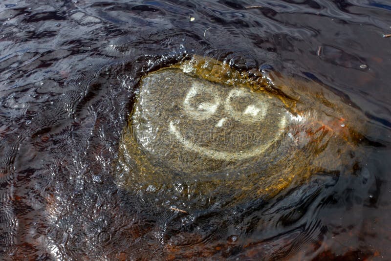 Smiley Stone in Brown Water. Stock Image - Image of sign, happiness ...