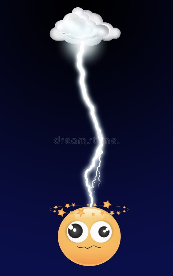 Smiley strike by lightning stock illustration. Illustration of light ...