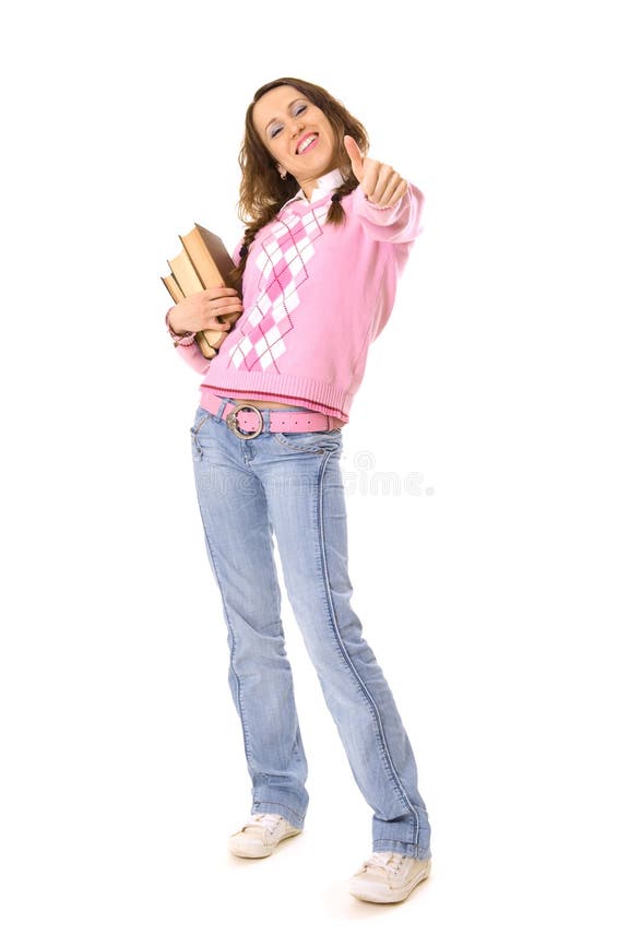 Smiley Student Showing Thumbs Up Stock Photo - Image of knowledge, mood ...