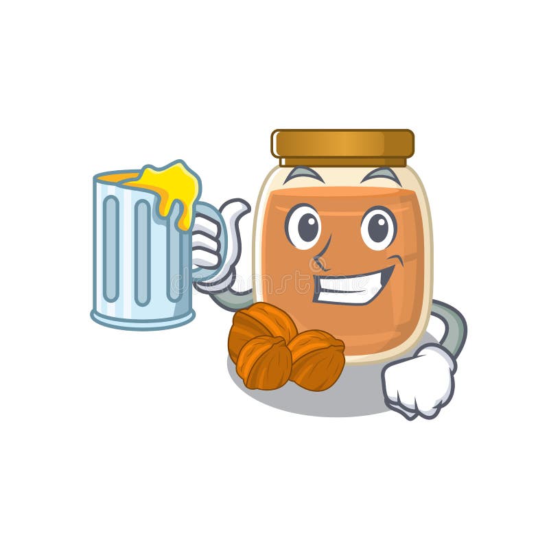 Smiley Walnut Butter Mascot Design with a Big Glass Stock Vector ...