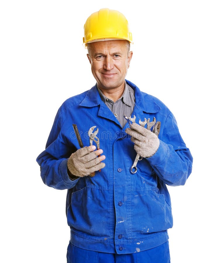 Smiley Worker with Different Tools Stock Image - Image of handyman ...
