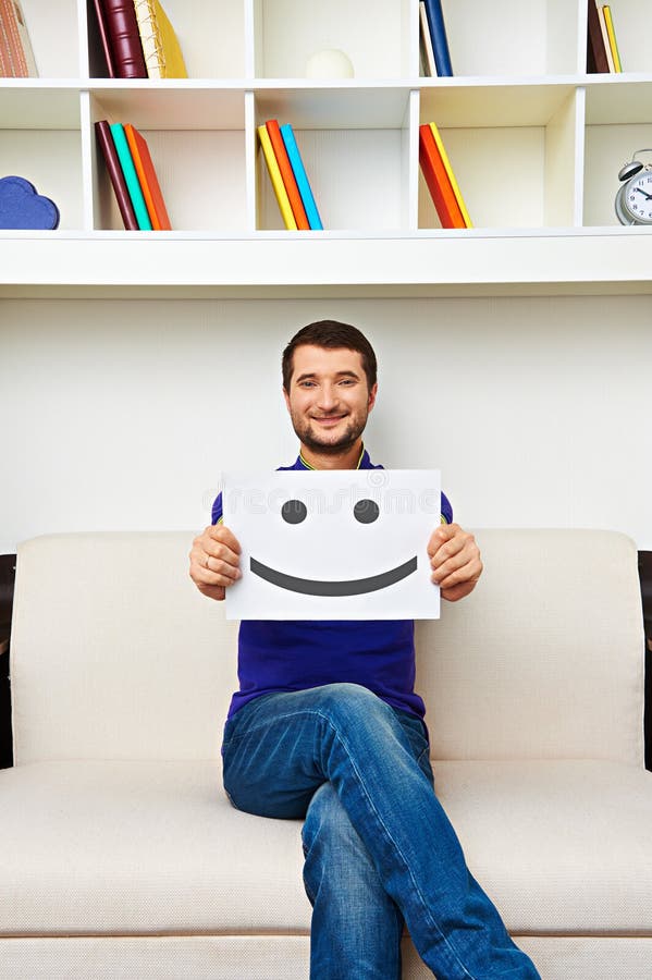 Smiley Young Man Have a Good Mood Stock Image - Image of person, shelf ...