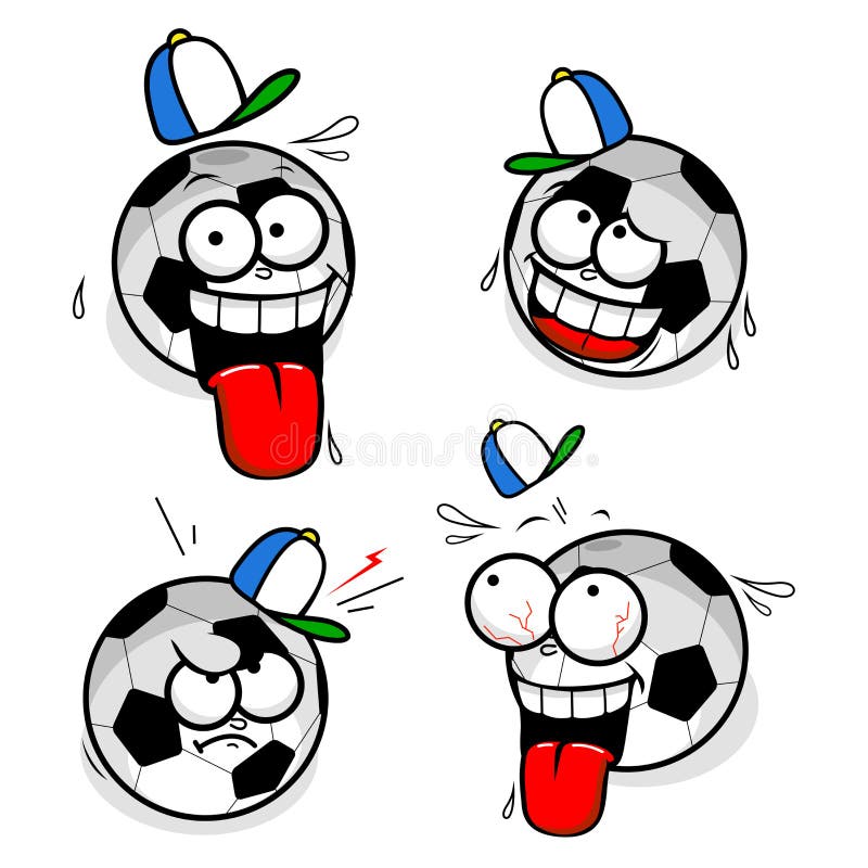 Smileygezichten Van Het Voetbalbeeldverhaal Vector Illustratie ...