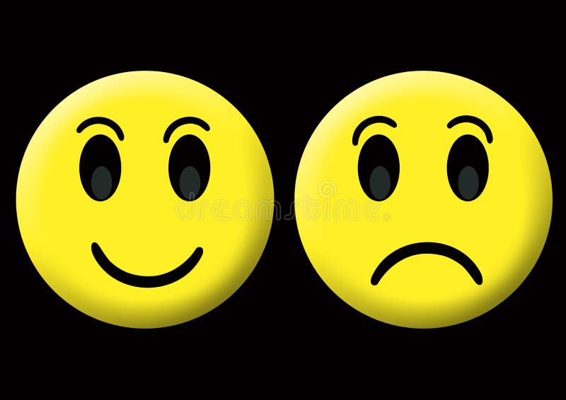 A Set of Happy and Unhappy Smiley Face Buttons, or Stock Illustration ...