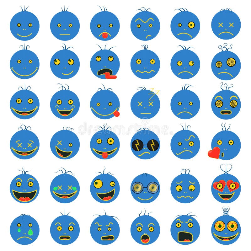 Smileys Funny Funny Blue Vector Set Fps 10 Stock Vector - Illustration ...