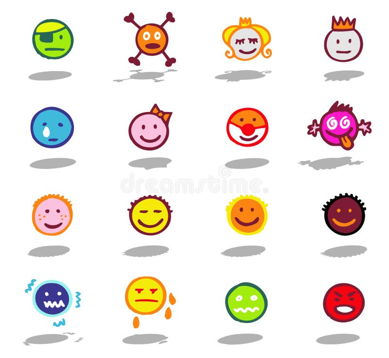 Smileys Geplaatste Pictogrammen Vector Illustratie - Illustration of ...