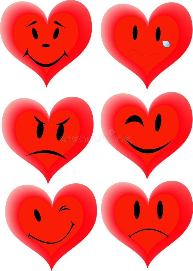 Smileys in heart shapes stock vector. Illustration of shape - 7996632