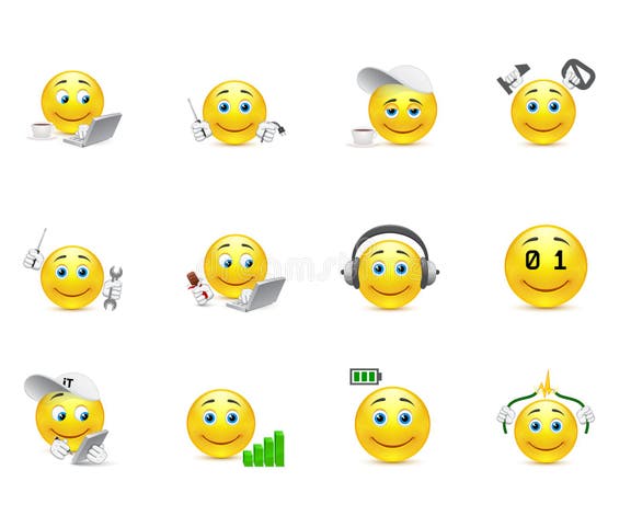 Smileys Representing Charging for the Body and Brain Stock Illustration ...