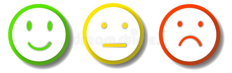 3 Smileys Som Uttrycker Olika Sinnesrörelser Stock Illustrationer ...