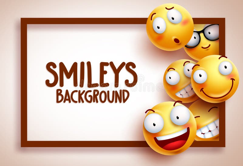 Smileys Vector Background Template with Funny Yellow Emoticons Stock ...