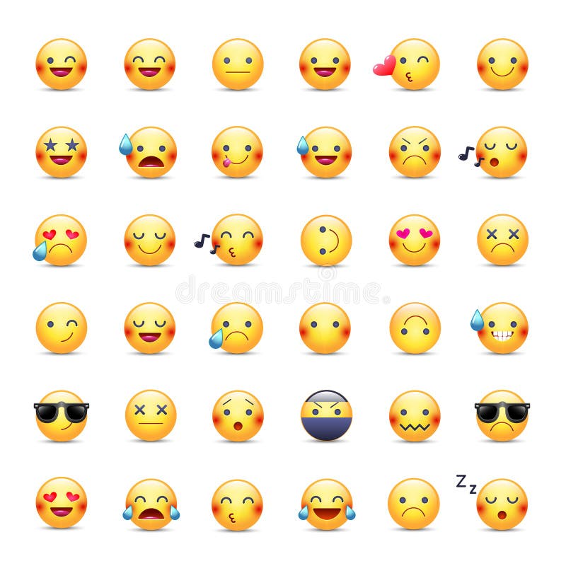 Smileyvektor-Ikonensatz Emoticonspiktogramme Vektor Abbildung ...