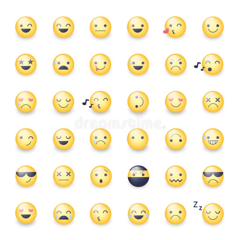 Smileyvektor-Ikonensatz Emoticonspiktogramme Vektor Abbildung ...