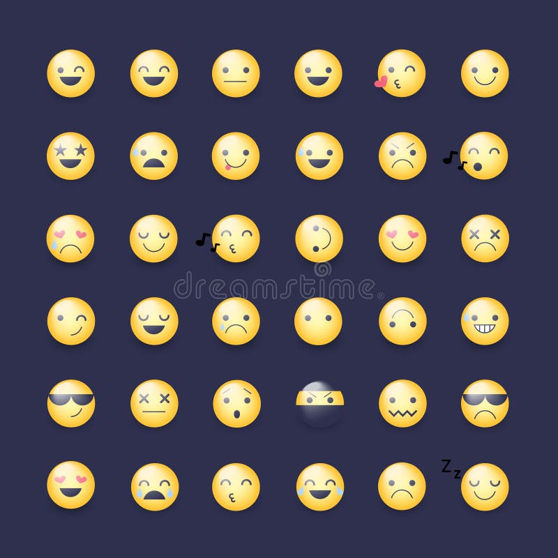 Smileyvektor-Ikonensatz Emoticonspiktogramme Vektor Abbildung ...