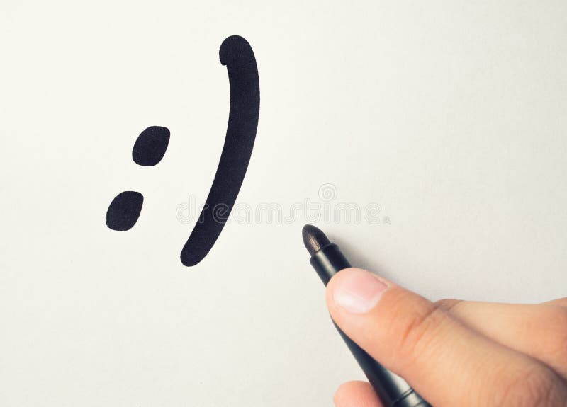 The Smilie is Drawn on a Piece of Paper Stock Image - Image of idea ...
