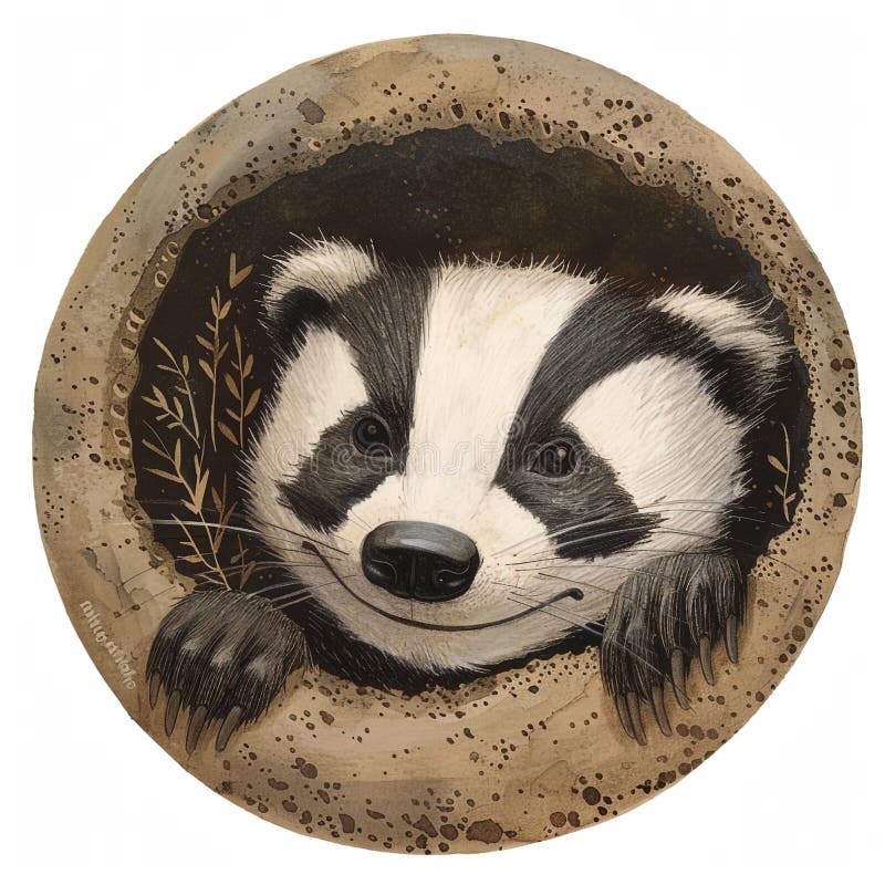 Smilie Face Badger Digging Burrow Stock Illustration - Illustration of ...