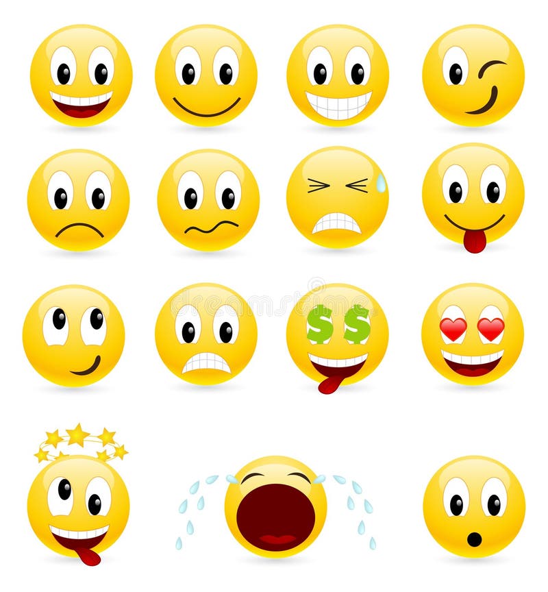 Set of nine smileys stock vector. Illustration of computer - 8084170