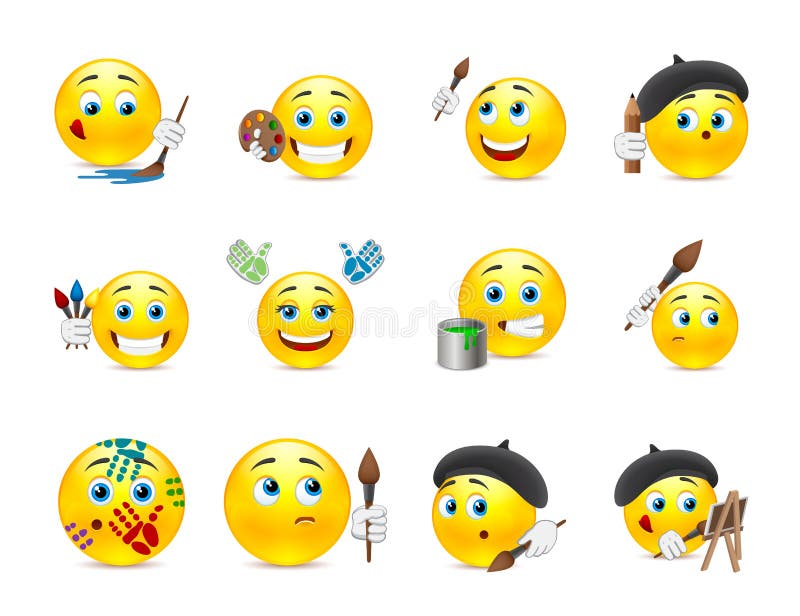 Smilies artists stock illustration. Illustration of brush - 52826900