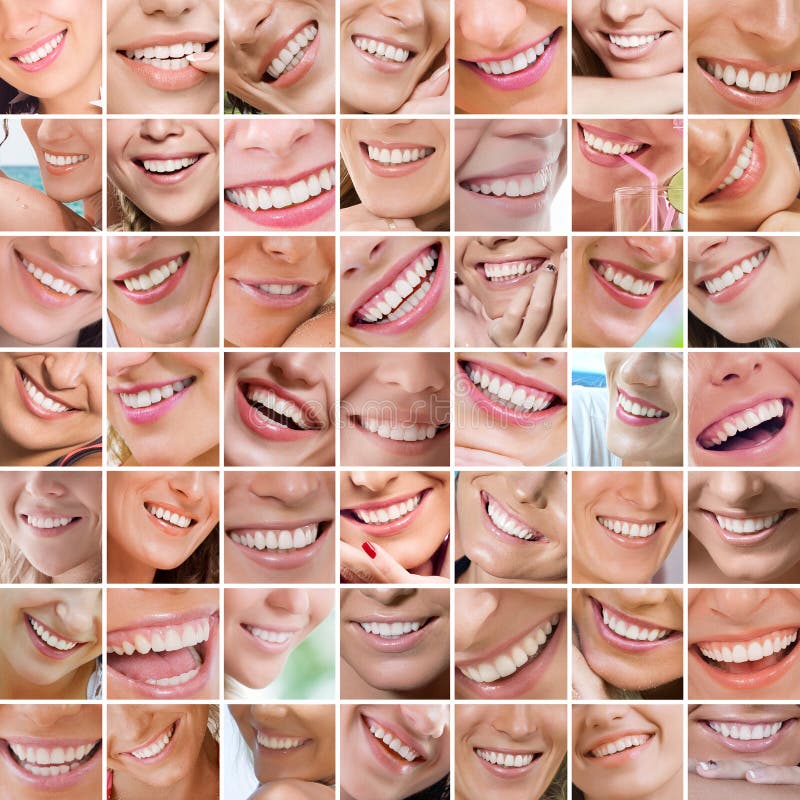 Collage of Bright White Smiles Stock Photo - Image of happy, care: 30886710