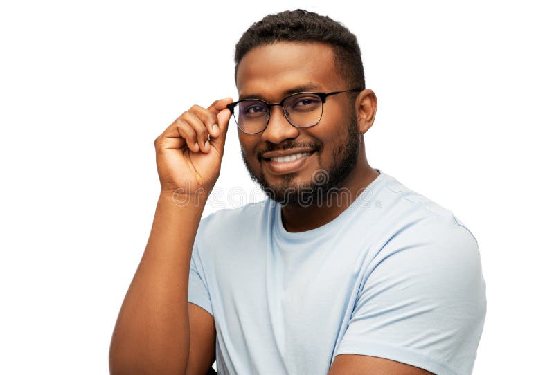 Smiling African American Man In Glasses Stock Image Image Of Smiling