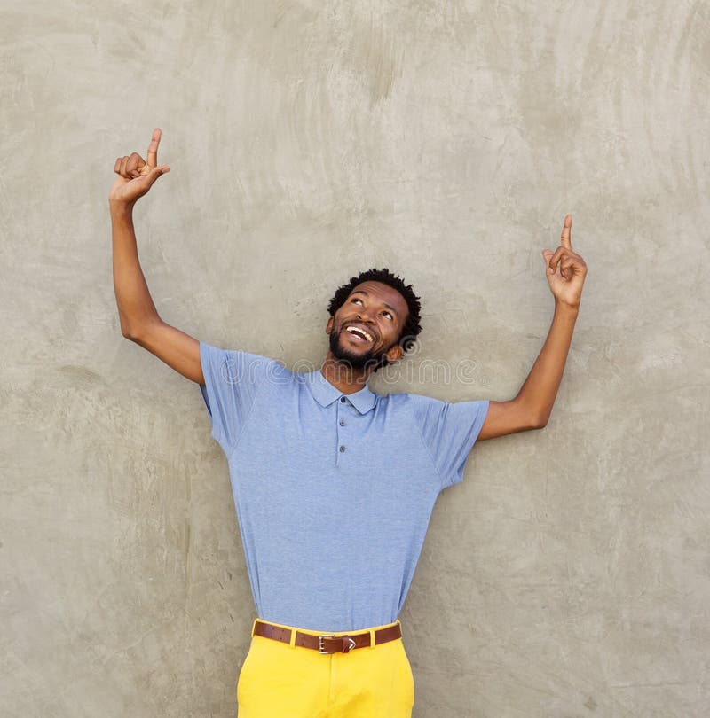 Smiling African American Man with Hands Outstretched Stock Photo ...
