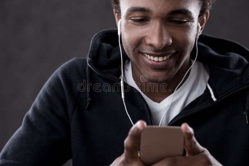 Smiling African American Man Listening To Music Stock Image Image Of