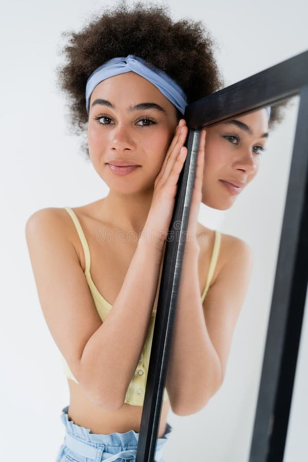 Smiling African American Woman In Headband Stock Image Image Of