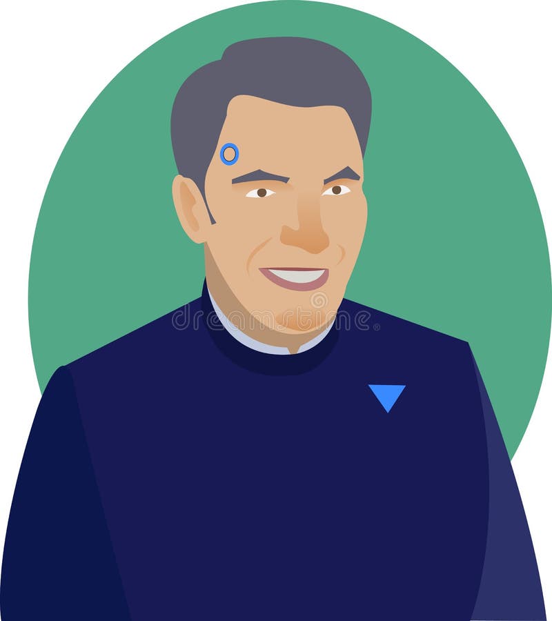 Human Android in Uniform on Green Background Stock Illustration ...