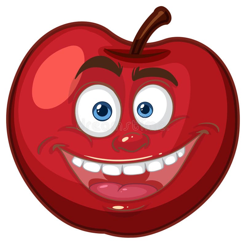 Smiling Apple with Expressive Eyes Stock Vector - Illustration of ...