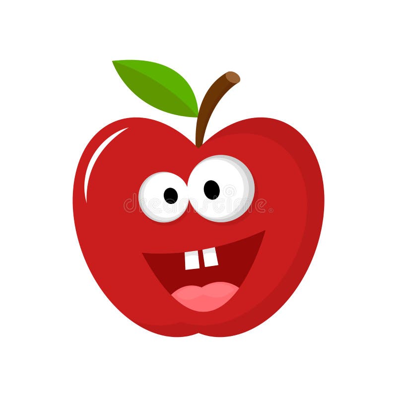 Smiling Apple Cartoon Figure Stock Illustration - Illustration of ...