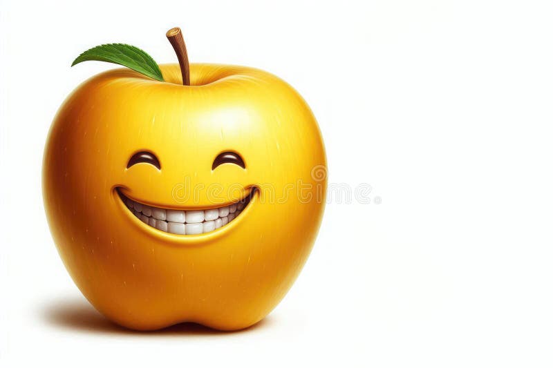 A Smiling Apple with a Funny Smile. Space for Text. Stock Illustration ...