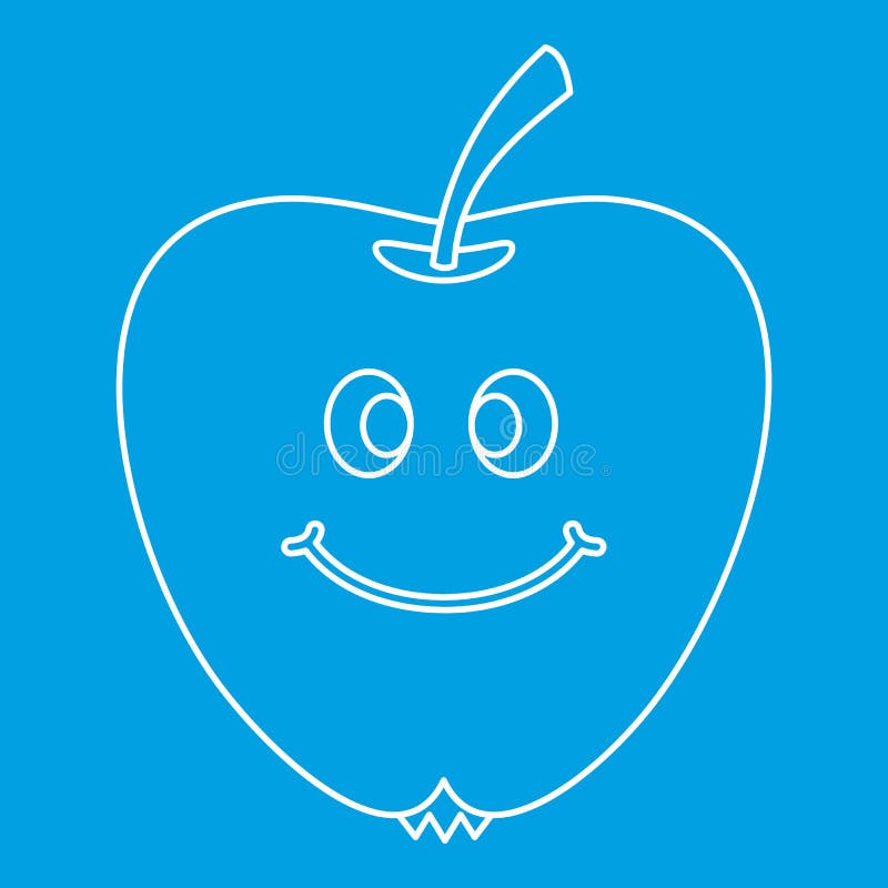 Smiling apple icon outline stock vector. Illustration of juicy - 91907196