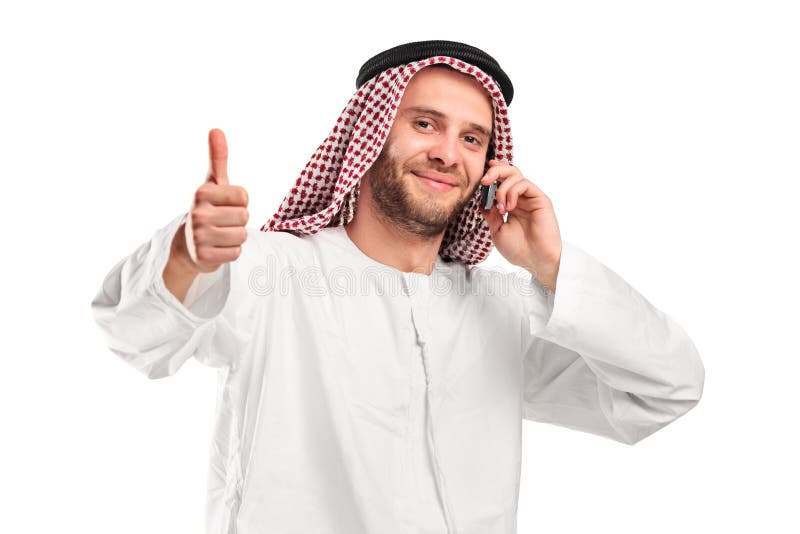 Smiling Arab Talking On A Mobile Phone Royalty Free Stock Photography ...